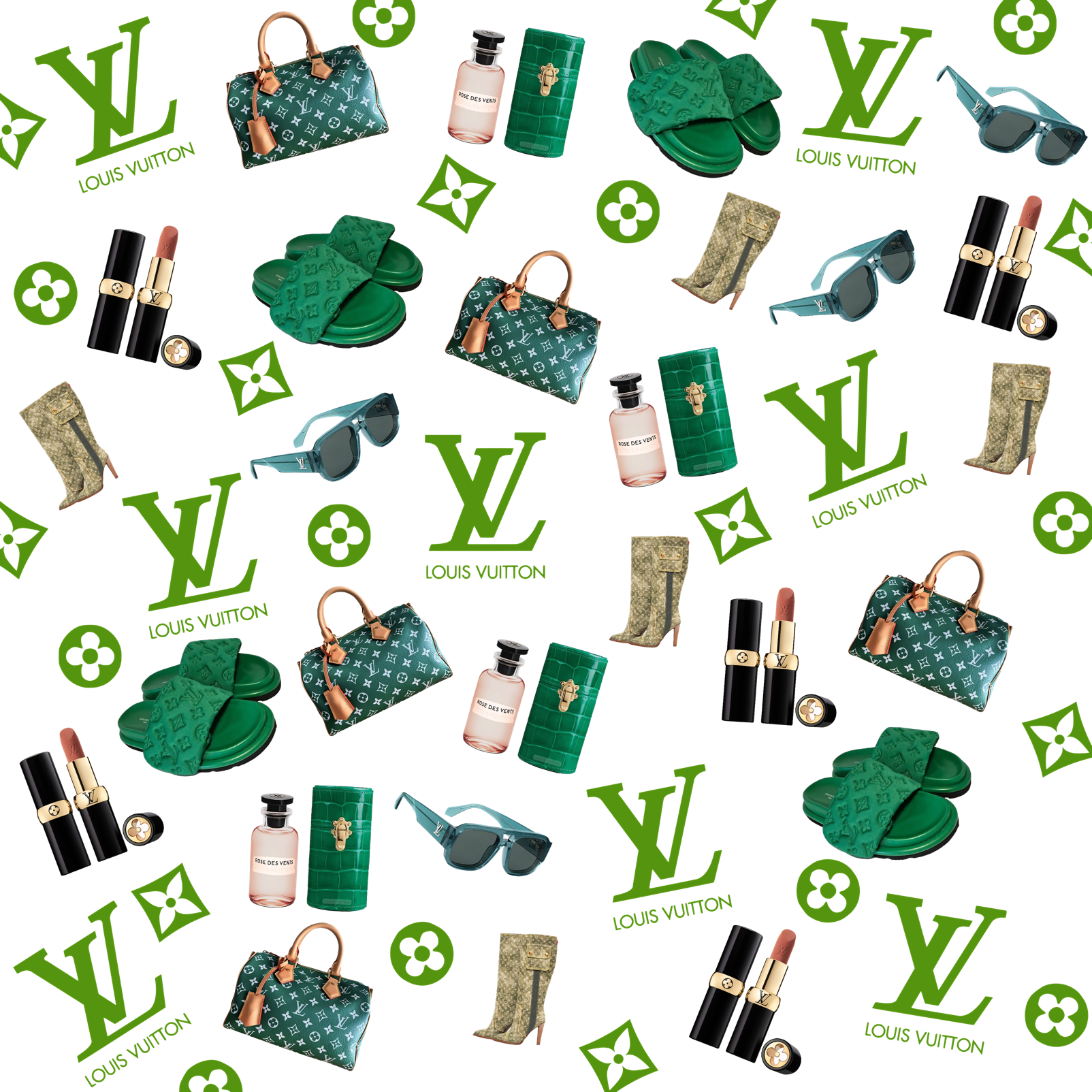 Green LV Pattern Digital Artwork Product – Everything Good